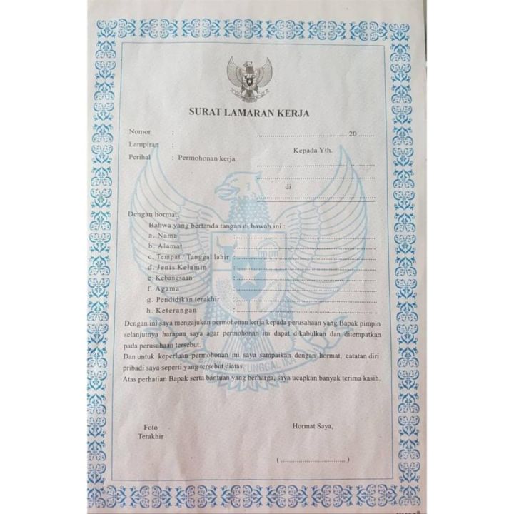 Blangko Surat Lamaran Kerja/Kertas Form Surat Lamaran Pekerjaan ...