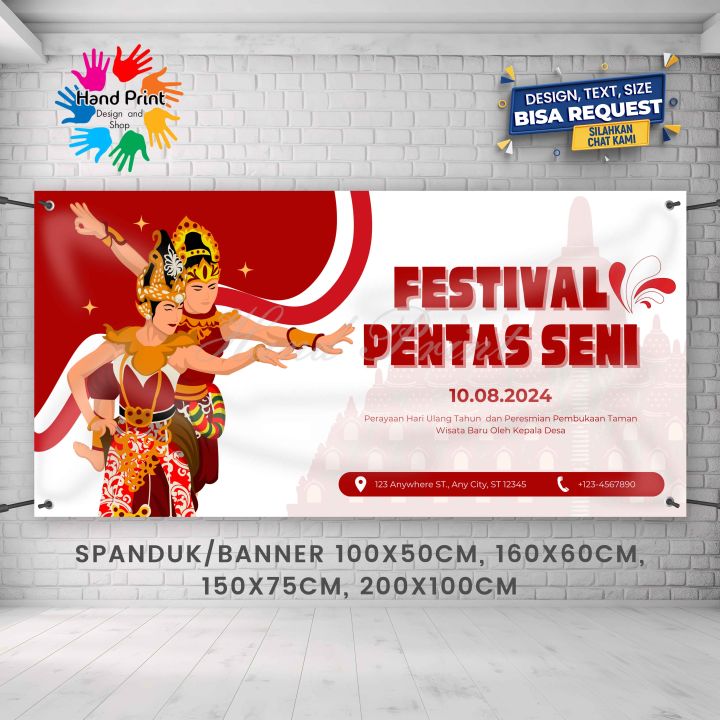 Cetak Spanduk Banner Pentas Seni Acara Sekolah Merah MMT Spanduk Custom 200x100 | Lazada Indonesia