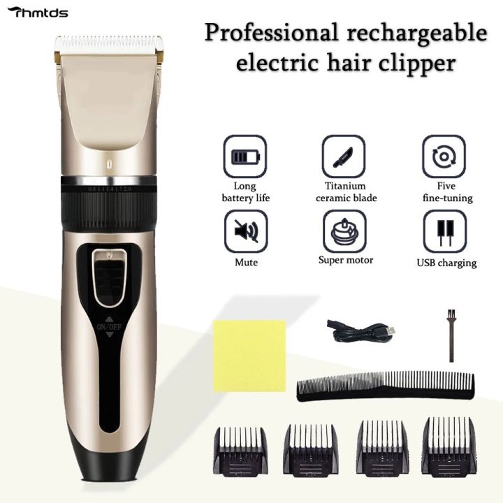Professional Quiet Hair Clippers Cordless Rechargeable Barbers Complete ...