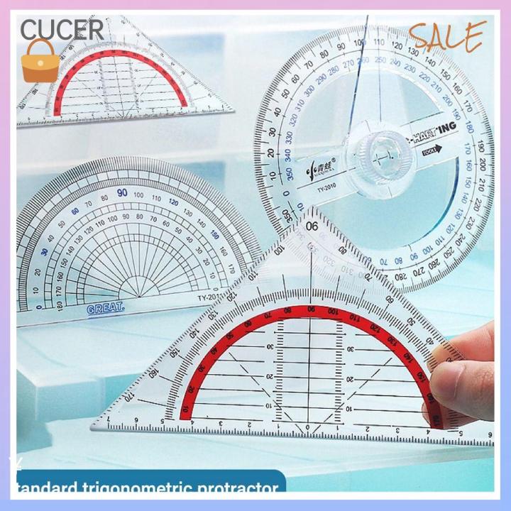 CBT Triangle/Half Round 180/360 Degree Protractor Transparent Plastic ...
