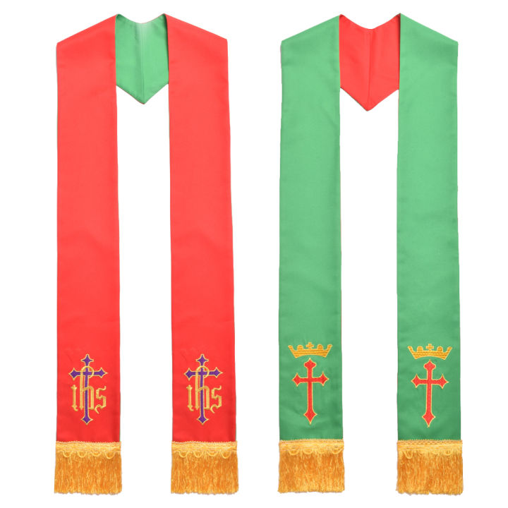＜914＞Clergy Reversible Stole Church Pastor Mass Stole with IHS Cross ...