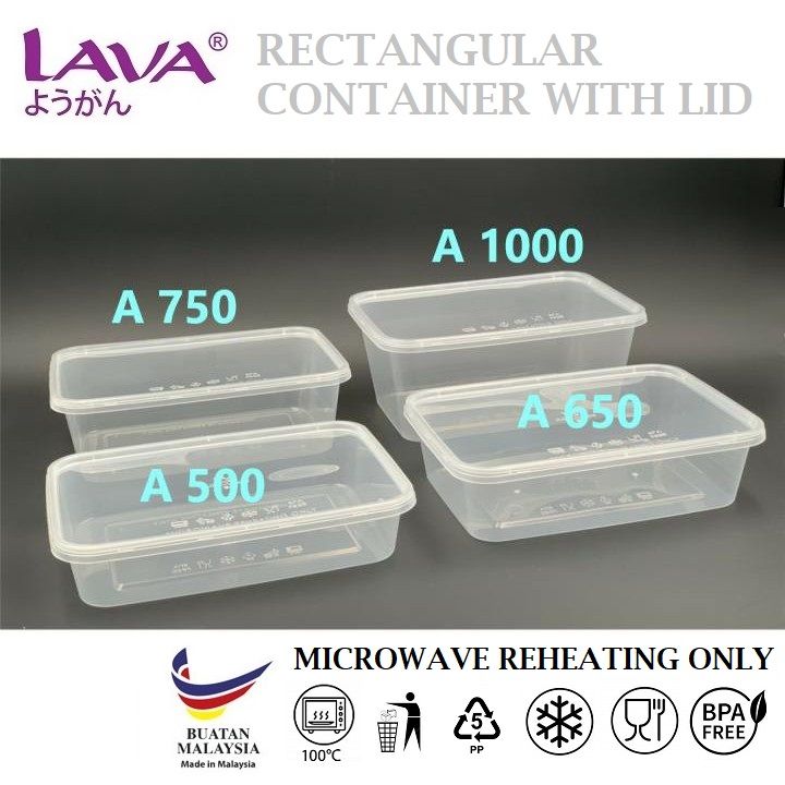 LAVA A500 A650 A750 A1000 Microwave Reheating Plastic Rectangular Food ...