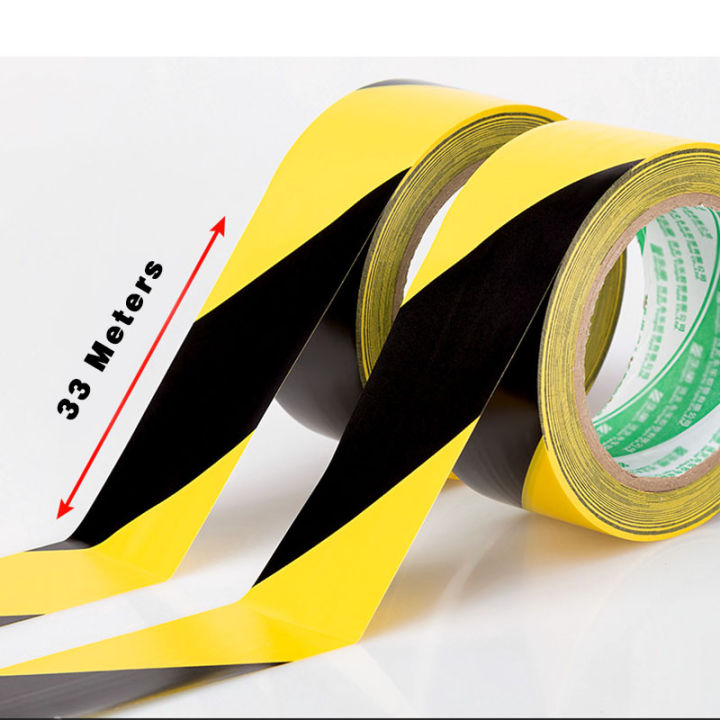 PVC warning tape width 120 mm (33 m/roll) black and yellow zebra line ...