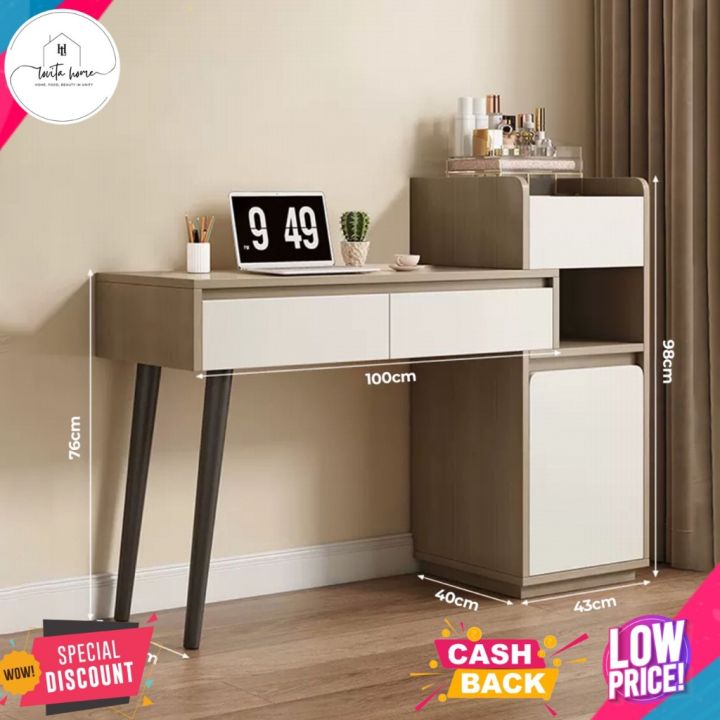 Meja Belajar Minimalis Elegan / Drawer Desk Meja Komputer / Meja Kerja ...