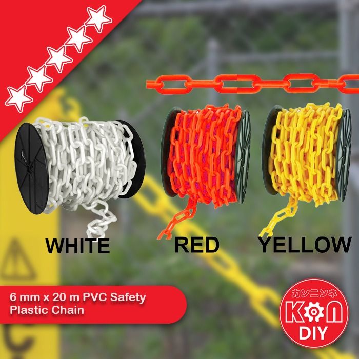 20M X 6MM PVC PLASTIC CHAIN/ RANTAI PVC MULTI COLOUR | PVC PLASTIC LINK ...