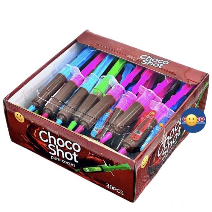 💉Choco Shot pure cocoa โกโก้ ช็อกโกแลตเข็มฉีดยา 8g x 30pcs | Lazada.co.th