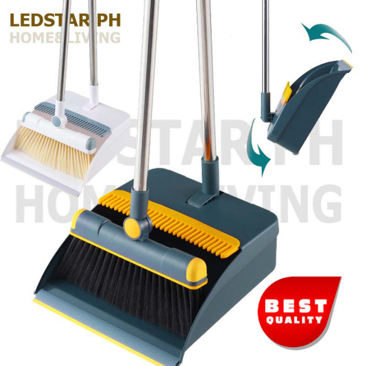 LEDSTAR Household Floor Cleaning Set Foldable Broom Dustpan Set ...