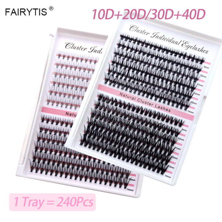 240 Bundles 10D/20D/30D/40D Individual Cluster Eyelashes Extension 12 ...