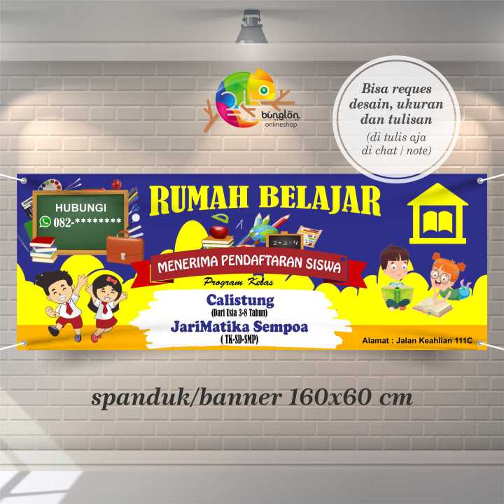 MMT 160x60 Cm Spanduk Banner Rumah Belajar, Bimbel Bimbingan Belajar ...