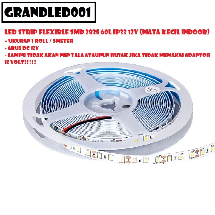 Led strip flexible smd 3528 / 2835 60L ip33 12V (mata kecil indoor) 5 ...