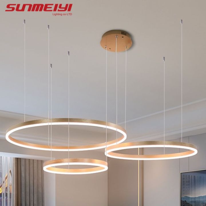 SUNMEIYI Ceiling Lights Modern Led Chandelier Gold Ring Ceiling ...
