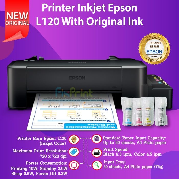 Printer Epson L121 Pengganti L120 Ink Tank Infus Pabrik With Tinta ...