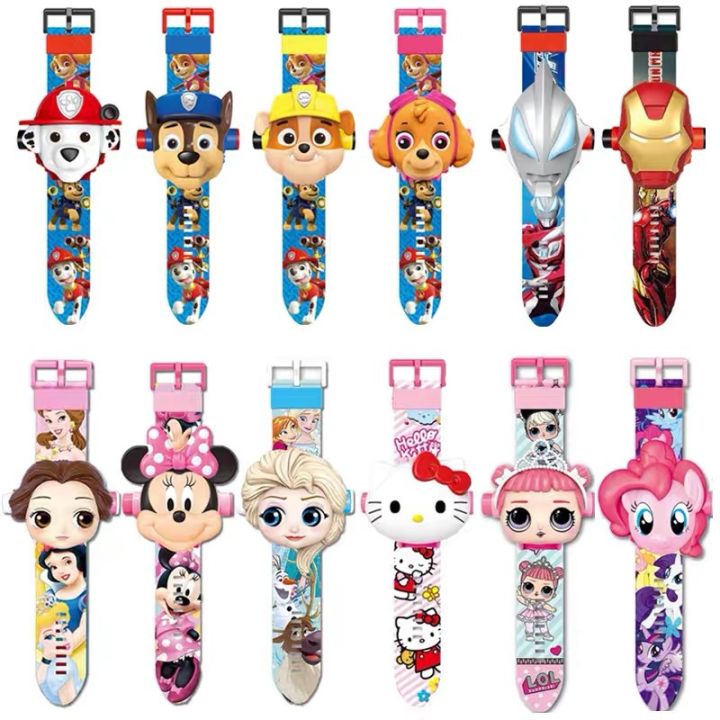 2 In 1 Kids Electronic Digital Projection Watch Cartoon Pattern Watch ...