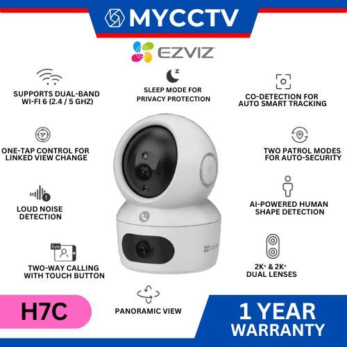 HIKVISION EZVIZ WIFI CCTV H7C Dual-Lens Pan & Tilt IP Camera 2K+ Full ...