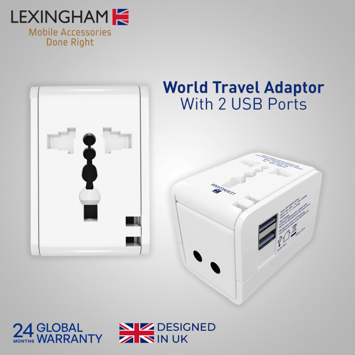 Lexingham World Travel Adaptor with 2 USB Ports - L5022 | Lazada PH