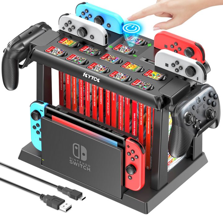 NEW Switch Joycon Charger 16 PCS Game Disc Card Storage+12 Slots Game ...