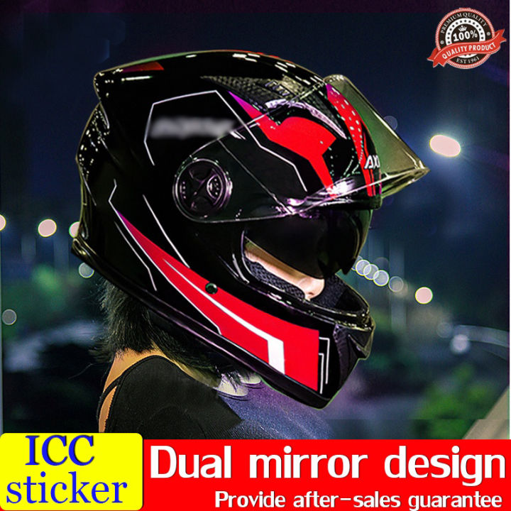 Motorcycle Helmet Full Face Dual Visor For 55cm-62cm Head Circumference ...
