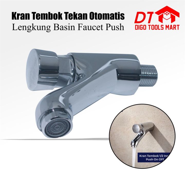 Kran Air Wastafel Lengkung Otomatis ON OFF Push Keran Air Washtafel ...
