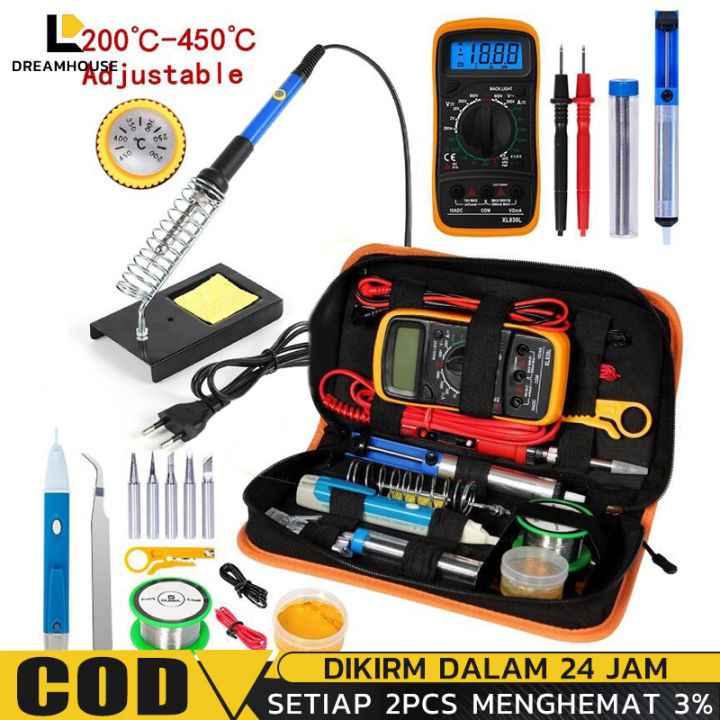 SATU SET PAKET LENGKAP SOLDER 60 Watt Digital Electric Soldering Iron Kit Set Temperature ...