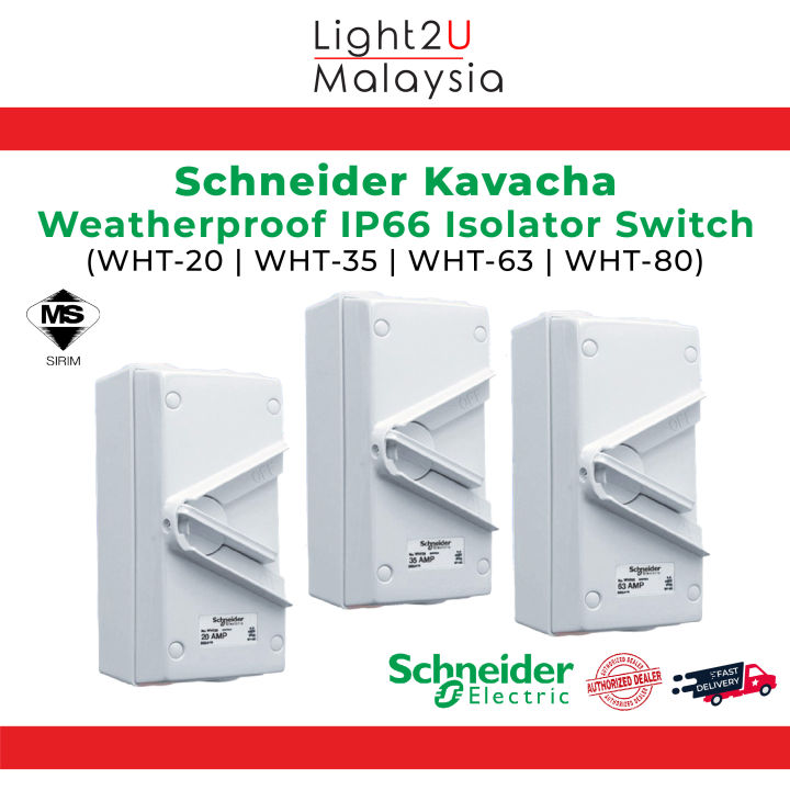 Schneider Kavacha Weatherproof IP66 3Pole Isolator Switch White (20A ...