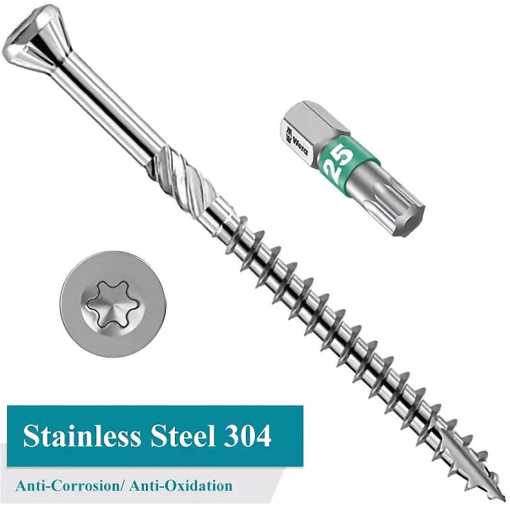 Torx Slot Knurled Type 17 Stainless Steel Wood Deck Screws T25 Drive ...
