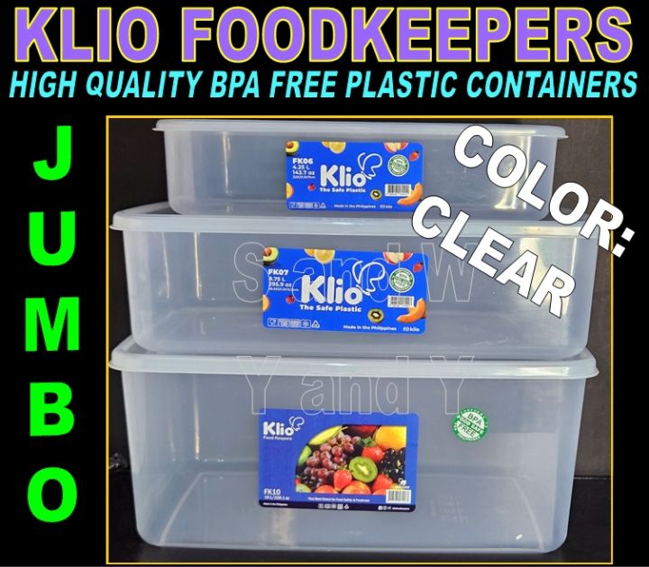 KLIO Jumbo Rectangular Containers, Food Storage, All-around use | Lazada PH