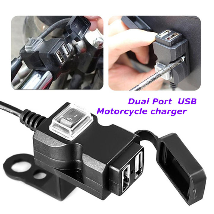 Motorcycle Quick Charger 12-24V Waterproof Dual USB Ports Electric ...