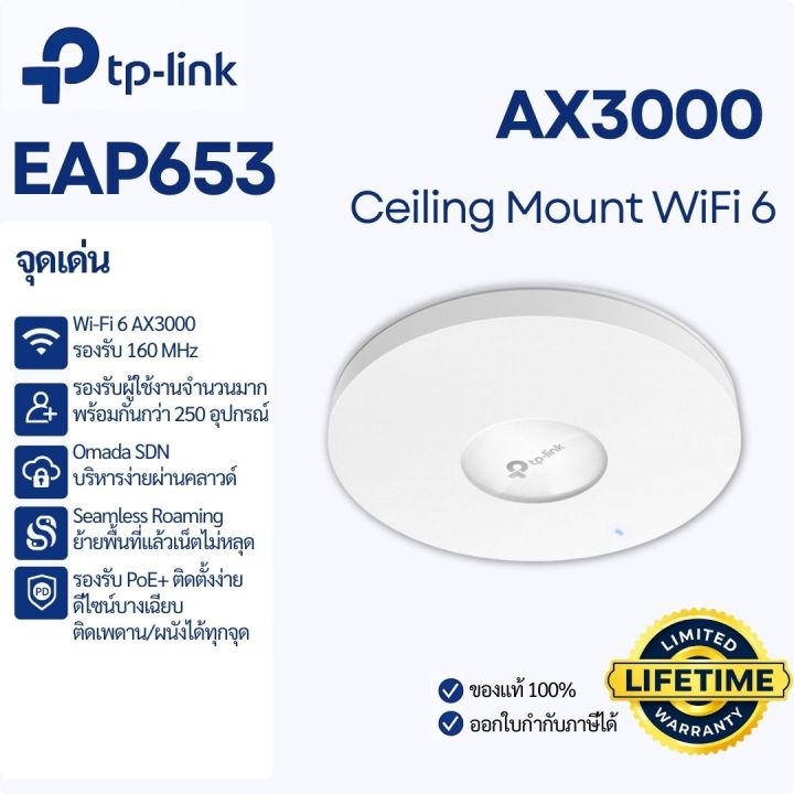 แรงสุด Wi-Fi 6! TP-Link EAP653 AX3000 Access Point ติดเพดาน บางเฉียบ ...