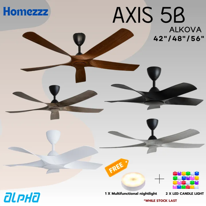 ALPHA Alkova - AXIS 42 Inch 48 Inch 56 Inch DC Motor Ceiling Fan with 5 ...