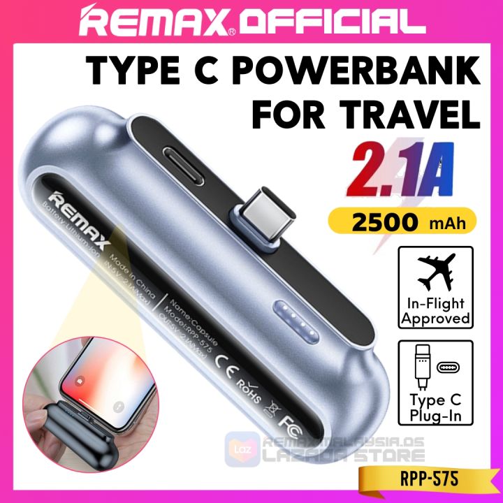 Bateri REMAX OFFICIAL Mini Type USB C Emergency 2500mAh Small Travel 2 ...