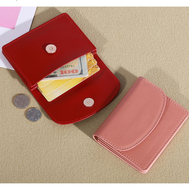 Mumu 1082 Korean Woman Wallets PU Leather Simple Solid Color Wallet For ...