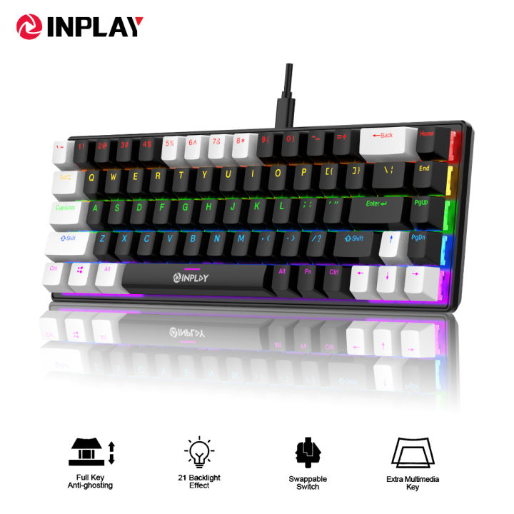 Inplay NK680 Wired Mechanical Keyboard RGB Hot Swappable With Red ...