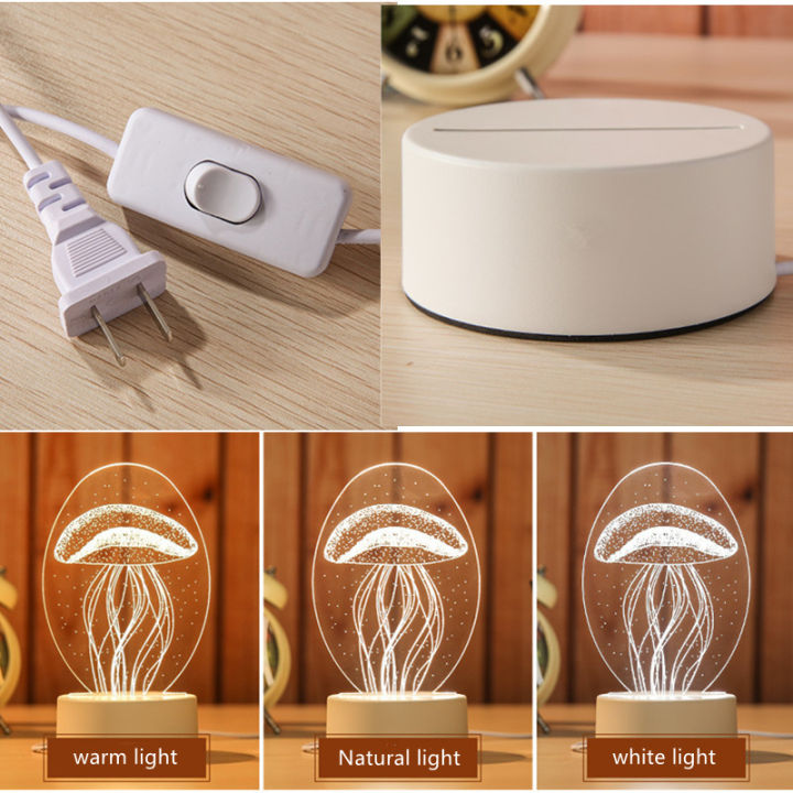 Tri-Color Lamp 3D Acrylic Night Light LED Table Desk Bedroom Decor Gift ...