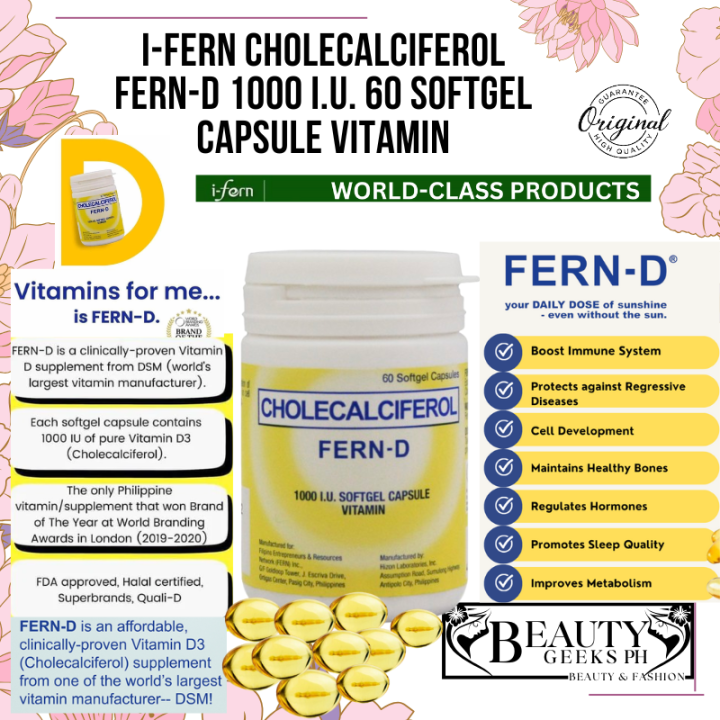IFERN Fern-D Cholecalciferol 1000 I.U Softgel Capsule VitaminD & VitaminD3 60 Softgel | Lazada PH