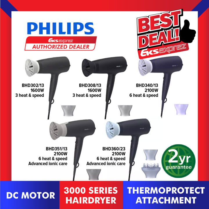 Philips Hair Dryer 3000 Series BHD302 / BHD308 / BHD340 / BHD351 / BHD360 | Lazada