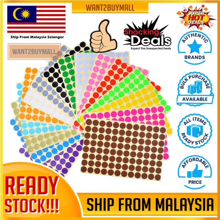🇲🇾 1 Sheet Round Circle Bulat Dot Self Adhesive Color Label Remark Code ...