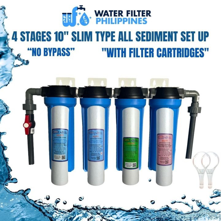 Water Filter 4 Stages 10" Slim Type All Sediment No Bypass Ideal for ...