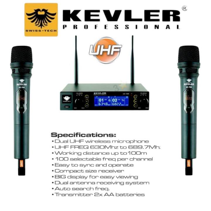 Kevler UZ-700 dual UHF wireless microphone system mic | Lazada PH