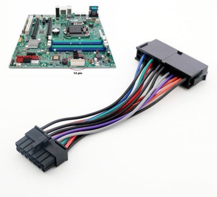 24 Pin to 14 Pin PSU Main Power Supply ATX Adapter Cable for Lenovo IBM ...