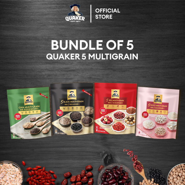 [Bundle of 5] Quaker 5 Multigrain - Black, Red, White & Chia | Lazada