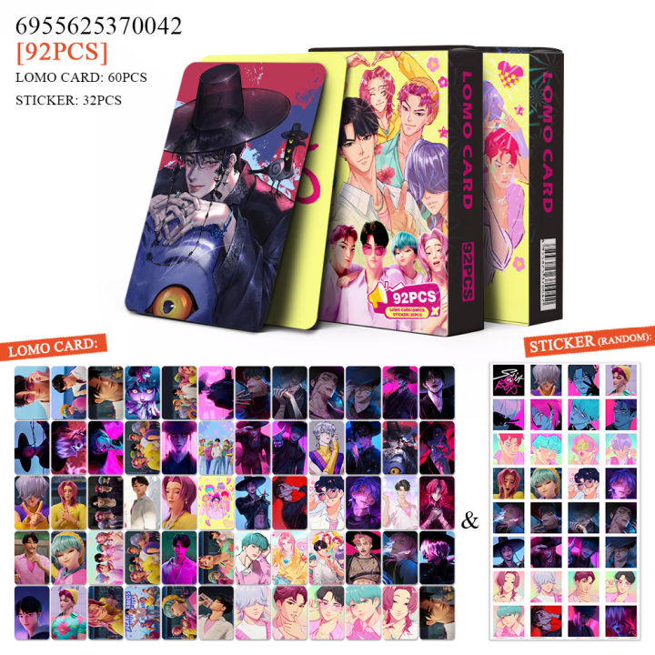 Lomo Card 92 Pcs KPop Demon Hunters SAJA BOYS Laser Card Photocards Holographic LOMO Card Double ...