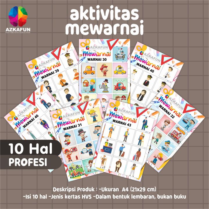 Lembar Belajar Mewarnai Profesi - Worksheet Anak - Belajar mewarnai ...