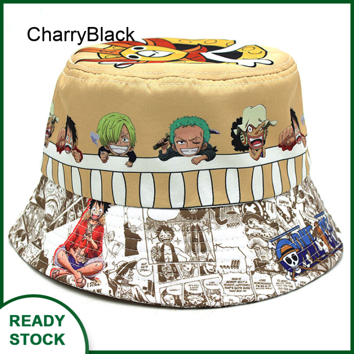 【Ready!】Anime Onepiece Summer Sun Hat Fisherman Hat Luffy Print Bucket ...