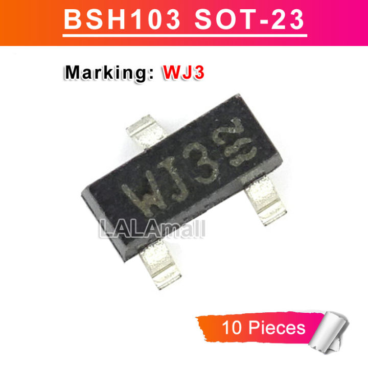 10ชิ้น BSH103 SOT-23เครื่องหมาย WJ3 SOT23 SMD N-Channel 30โวลต์/0.85A ...