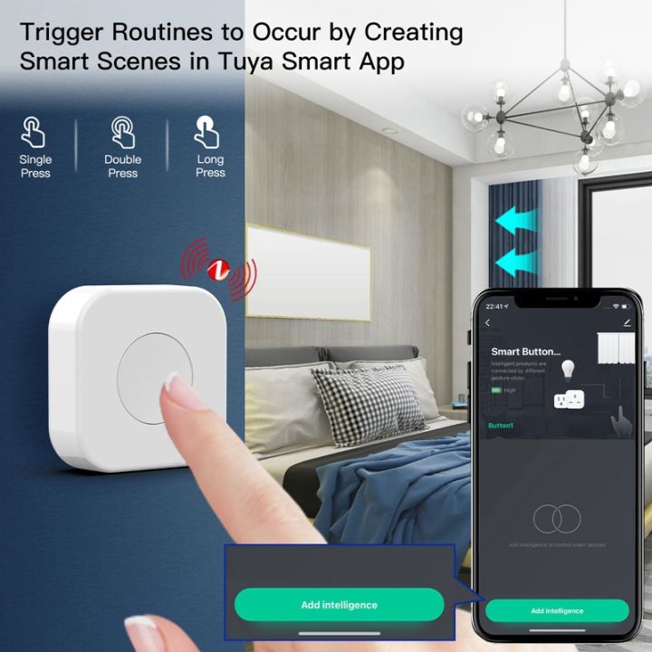 (KUAO) Tuya Zigbee Wireless Mini Switch One Key Push Button Control ...