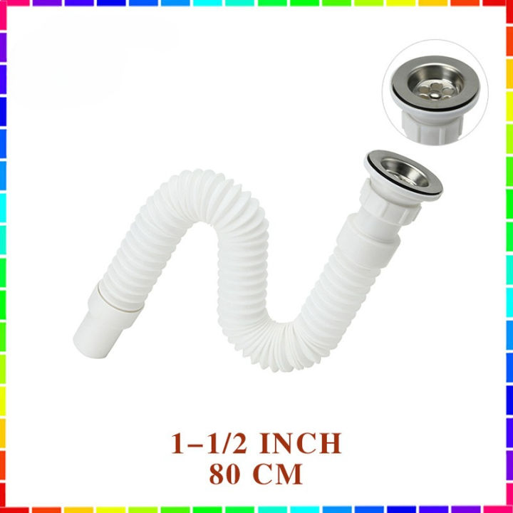 Flexible PVC Sink Drain Hose 1-1/2Inch 80cm P-Trap Pipe（11’’-31.5 ...