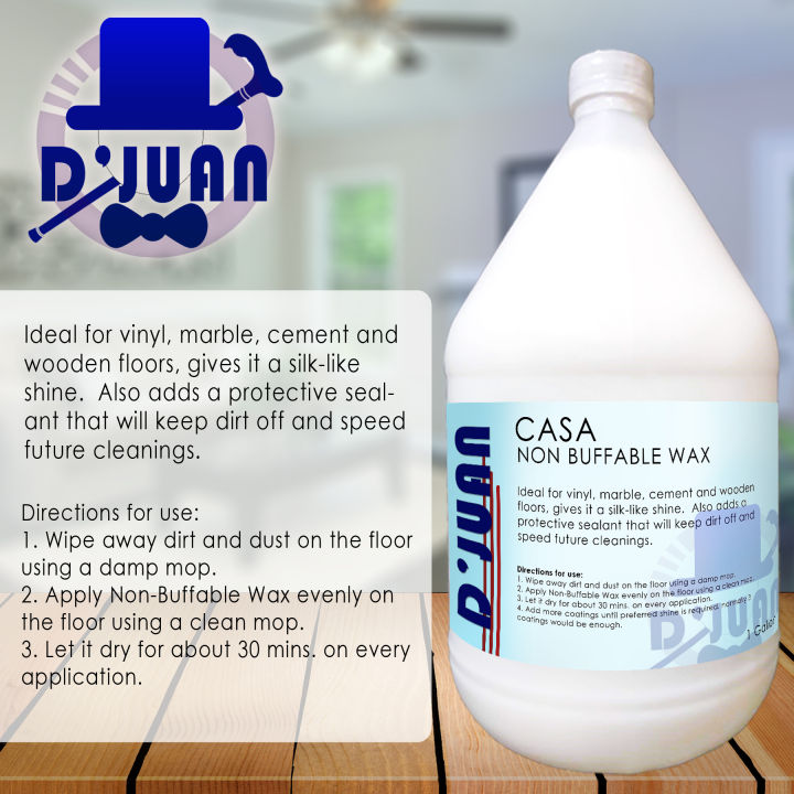 DJuan Casa Non Buffable wax - 1 Gallon - 1 Liter ( Floor Liquid Sealer ...