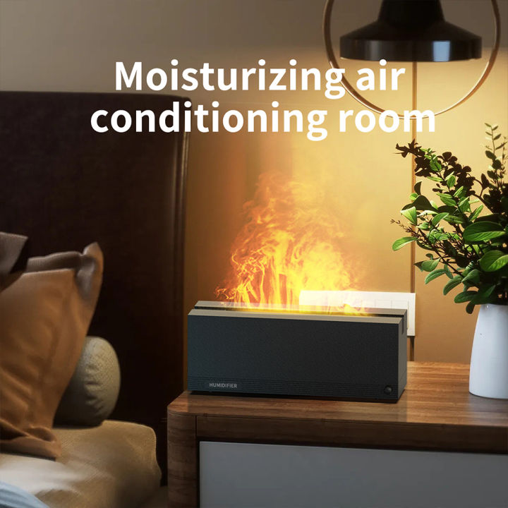 Air Humidifier 3D Simulated Fireplace Flame Aroma Diffuser Household ...