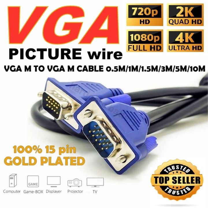 VGA RGB 1.5m 3m 5m 10m 15pin Male to Male HDTV Projector PC desktop ...