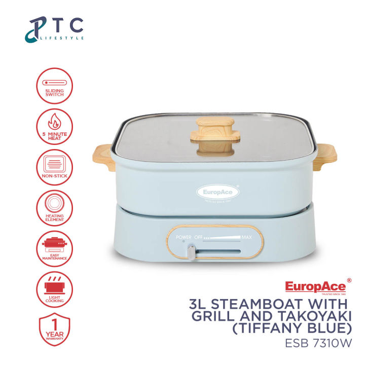 EuropAce 3L Retro Designed Steamboat with Grill and Takoyaki (Tiffany ...
